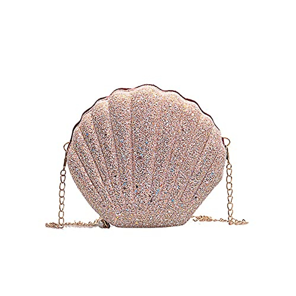louznse Women Glitter Sequin Seashell Shoulder Bag Cross-body Chain Strap Mermaid Evening Clutch Purse Handbag for Girls