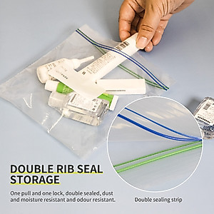 ARCLIBER Food Storage Bags Resealable Plastic Bags,Clear Durable Food Grade Zipper Bags Fresh and Refrigerated Moisture-Proof Storage 10.55 x 14 Inch,L