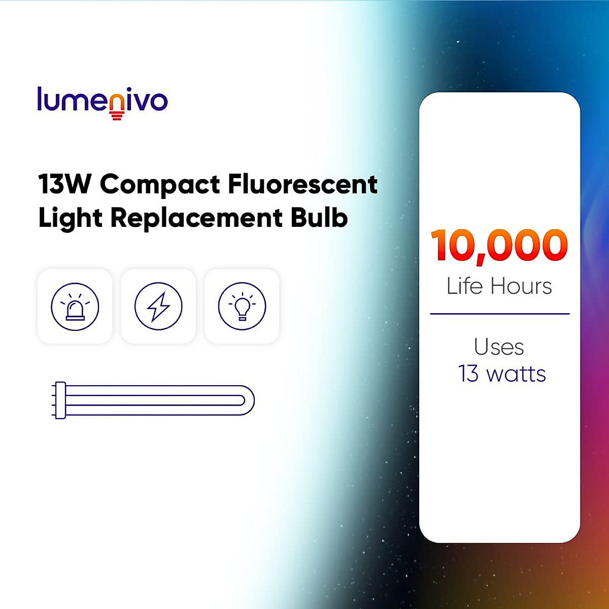 lumenivo 13 Watt CFL Replacement for Sunlite PL13/E/SP35K 2GX7 4-PIN Base Tube Compact Fluorescent Bulb - 3500K Neutral White - for Coleman Lantern, Indoor, and Outdoor Fixtures - 10 Pack