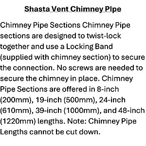 8" x 39" Class A, All Fuel, Double Wall, Insulated, Stainless Steel Chimney Pipe 8" Dia. x 39" Length
