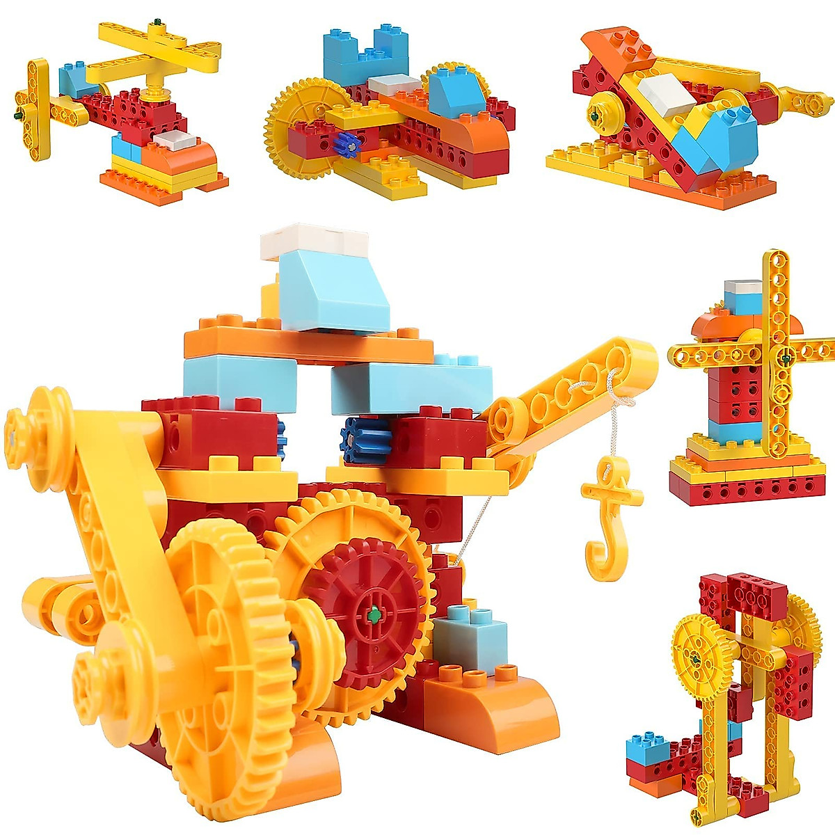 burgkidz Construction Building Toy Set: Science Learning Blocks Toys, Build Tools Vehicles Machines & Models; STEM Educational Kit for Boys & Girls 3 4 5 6 + Year Old