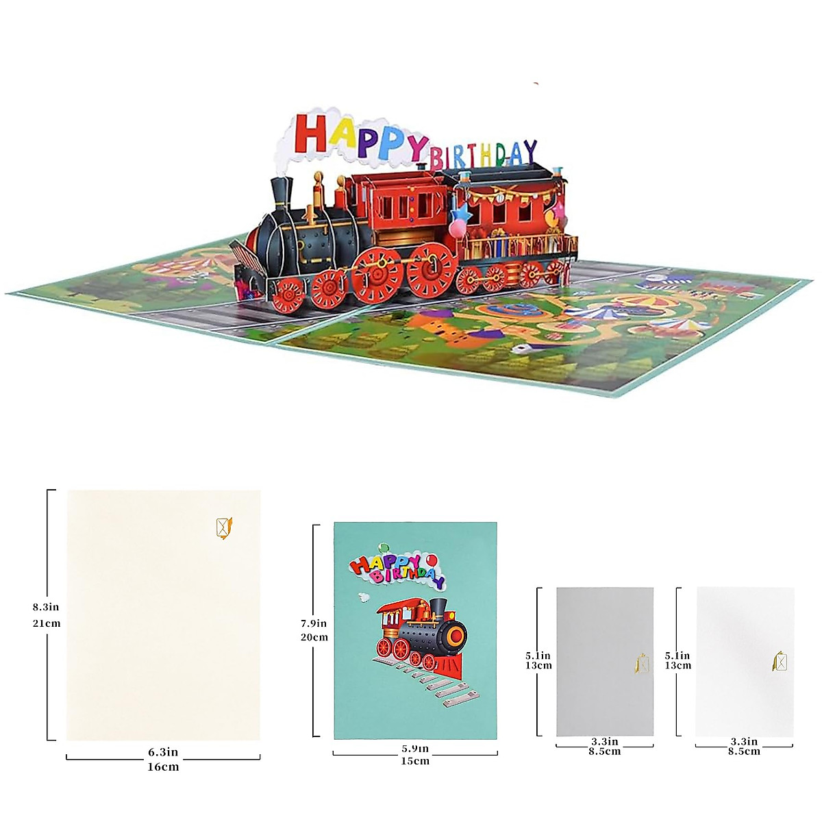 GREETING ART Happy Birthday Train Pop Up Card,3D Greeting Card for Birthday, Pop Up Birthday Card for Kids Boys Men Grandson Friends Daughter Son (Train Birthday Card)