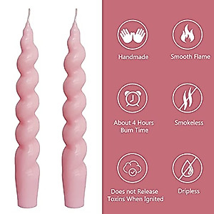 Spiral Taper Candles Stick Pink Twisted Candles Unscented Dinner Candle Dripless for Home Decor Holiday Wedding Party