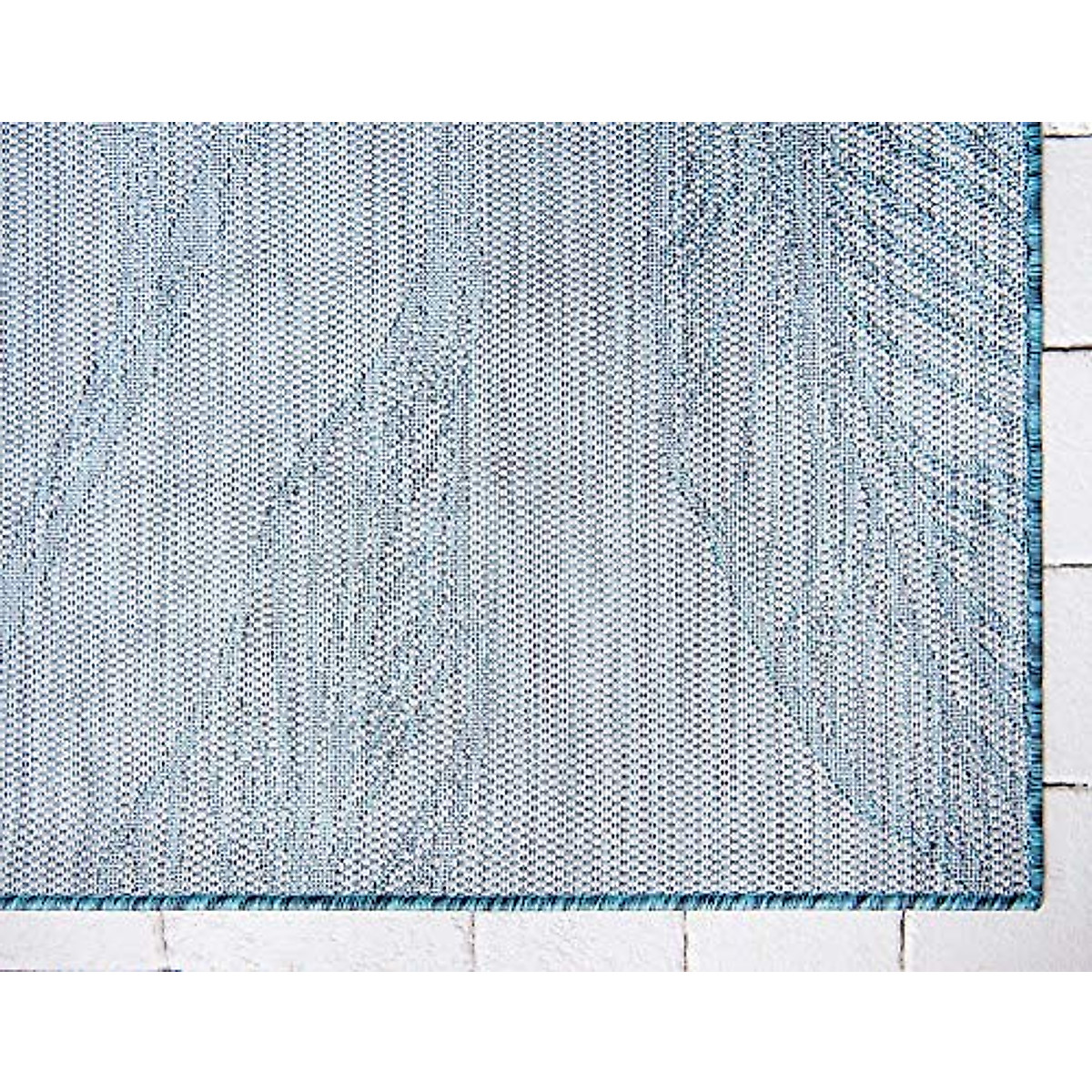Unique Loom Outdoor Botanical Collection Area Rug - Leaf (6' 1" x 9' Rectangle, Teal/ Ivory)