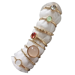 ZZ ZINFANDEL 8pcs Gold Gem Knuckle Ring Set for Women Vintage Stackable Finger Rings Set