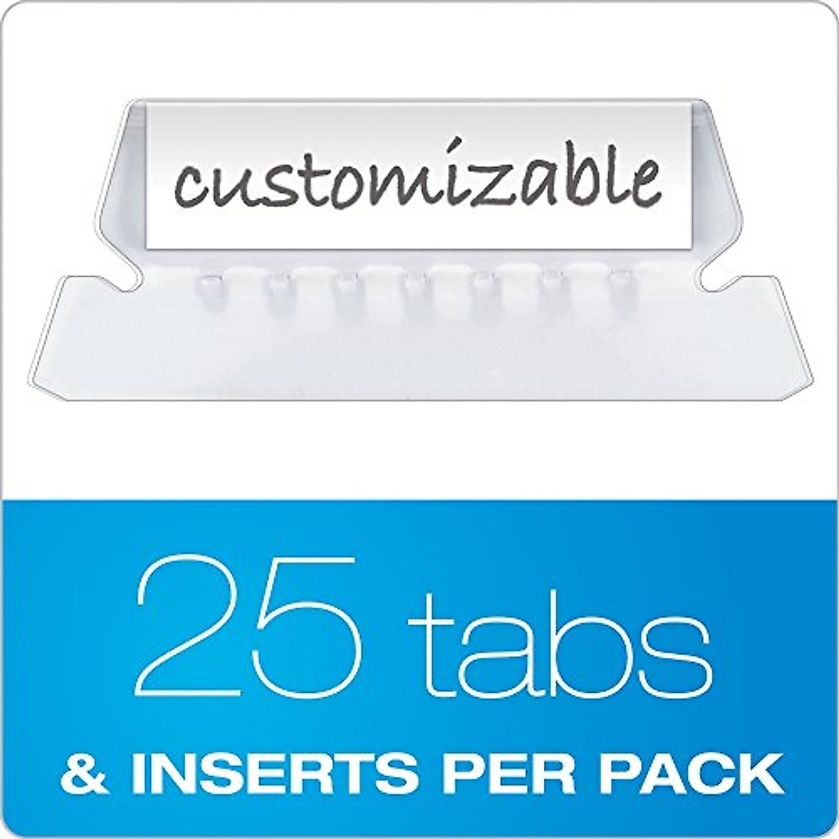 Pendaflex Insertable Plastic Tabs Hanging Folder Tabs, 2", Clear, 25 Tabs and Inserts per Pack (42)