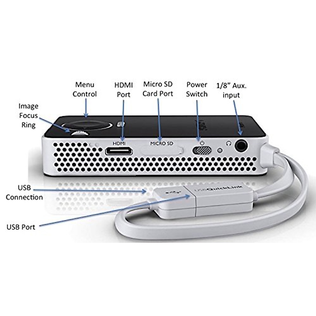 Philips PPX4350WIFI/INT Pocket Projector, 50 Lumens, LED, HDMI, 60 Inches Display, Bluetooth, Wireless, USB, 4,6 Oz