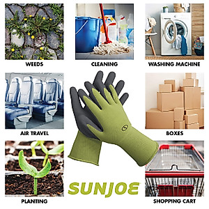 Sun Joe All-Purpose GGNP-S3 Reusable Nitrile-Palm Gloves, Tactile, Washable, One Size Fits Most, For Gardening, DIY, Set of 3, Green