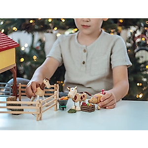 TEKOR Bendable Wooden Animal Toys, Set of 12 | Fun & Posable Farm & Jungle & Safari Animals for Toddlers | Preschool Montessori Toy, Smooth Natural Wood Animals for Girls Boys