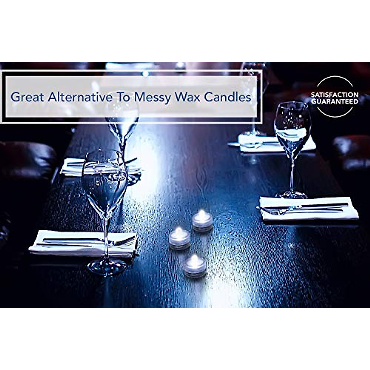 Submersible Underwater LED Lights Waterproof Tea Lights For Wedding, Party, Pond, Fountain or Home Decor By Royal Imports, 12-Pack