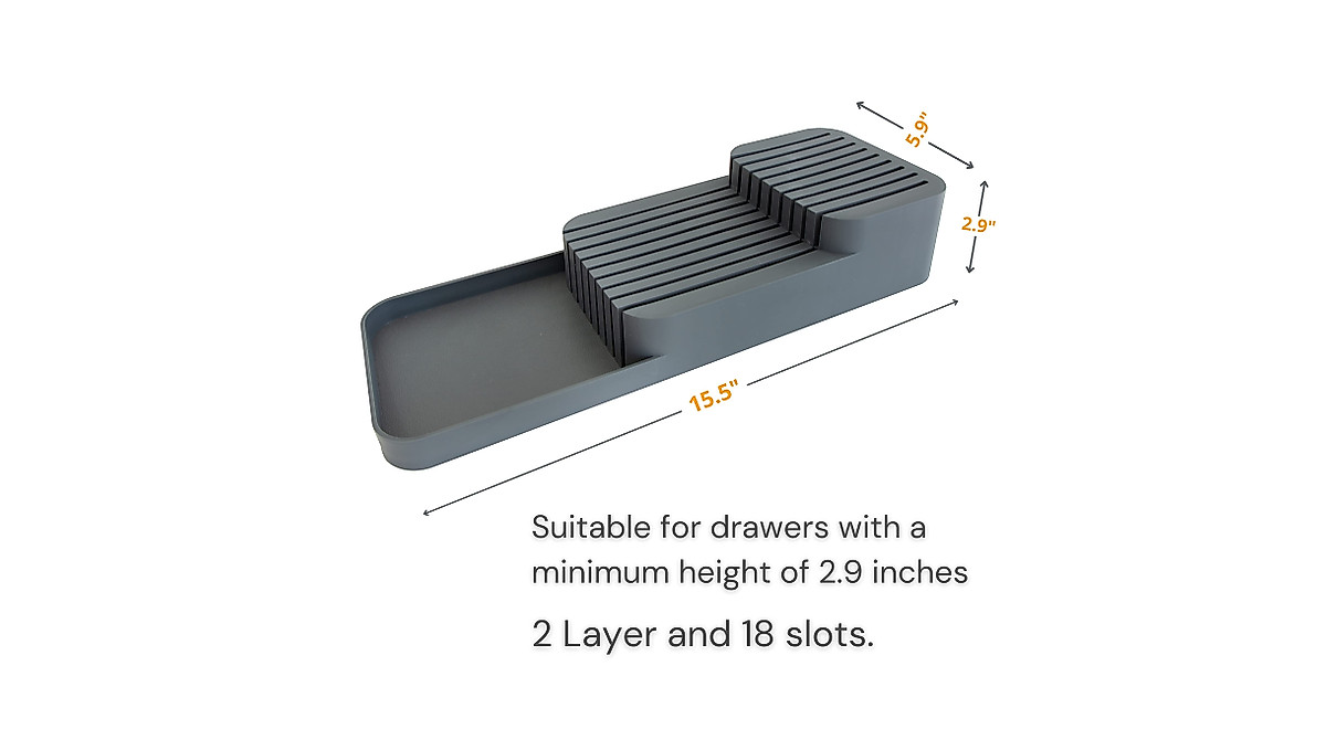 SAVUK Silverware Organizer - Space-Saving Drawer Divider Tray