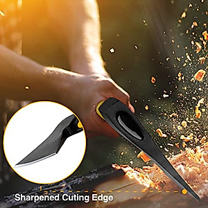 KURUI Wood Chopping Axe with Sheath, 15” Outdoor Camping Hatchet for Cutting and Kindling, Camp Splitting Axe with Fiber Glass Shock-Absorbent Anti-Slip Handle