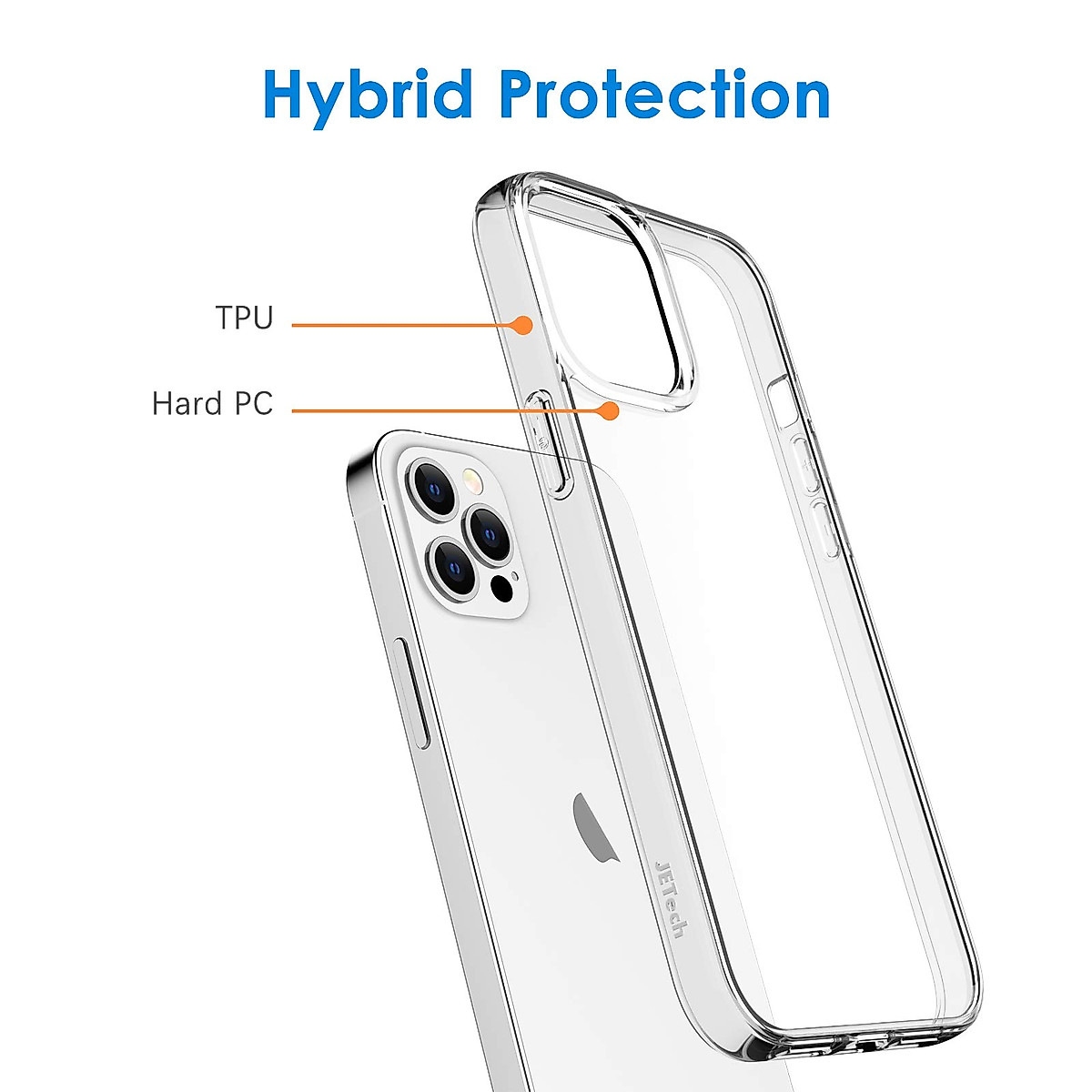 JETech Case for iPhone 12 Pro Max 6.7-Inch, Non-Yellowing Shockproof Phone Bumper Cover, Anti-Scratch Clear Back (Clear)