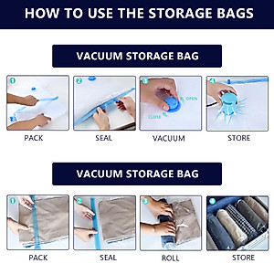 BAMCOO Vacuum Seal Bags for Clothing with Electric Pump, 15 Pack (3 Jumbo 3 Large 3 Medium 3 Small 3 Roll Up Vacuum Bags) Space Bags Vacuum Storage Bags for Travel, Luggage, Blankets, Bedding