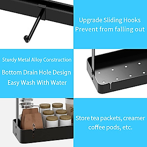 ZDDLOINP Aluminum Alloy Coffee Mug Holder with Movable Hooks, 16 Capacity Coffee Cup Holder for Countertop, 2 Tier Mug Tree Holder Rack with Storage Base for Coffee Pod, Sugar Bags, Paper Cups