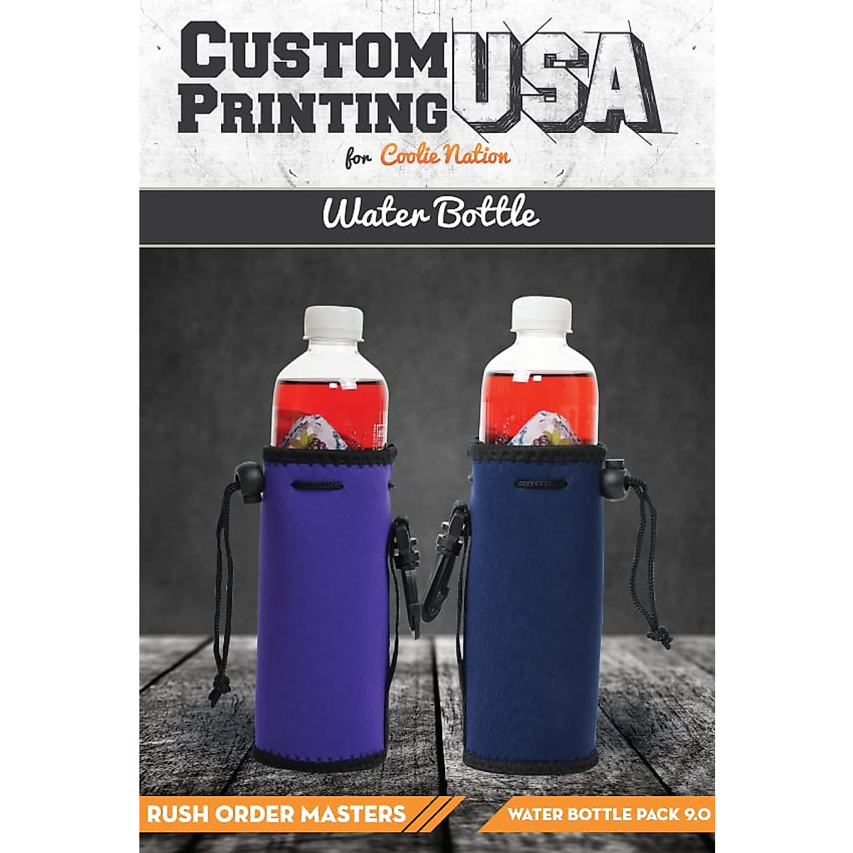 2 Colors Blank Water Bottle Coolie Packs, Purple and Navy Blue Water Bottle Coolie, Neoprene Water Bottle Coolies, Standard Purple and Navy Blue Water Bottle Packs Coolie (2) 1.0 Count