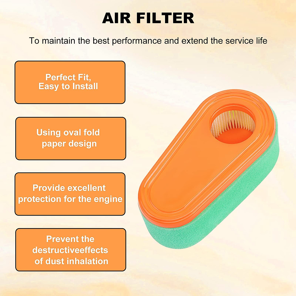 TIANYAN 795066 796254 Air filter Replacement For 775 775EX 800 800E 825E 850 850E 875EX 950E Series Engine HD775HW HU775AWD HU775BBC HU775H HU775HW Troy Bilt TB360 Lawn Mower Air Filter(2 PCS)