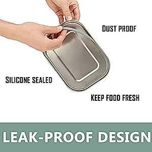 Stainless Steel Lunch Box-1200ML Metal Leak Proof Bento Container for Sandwich Storage, Meal, Rice, Snack-Perfect Sized for Kids, Adults, Men, Women, Boys-2 Compartments-Removable Divider