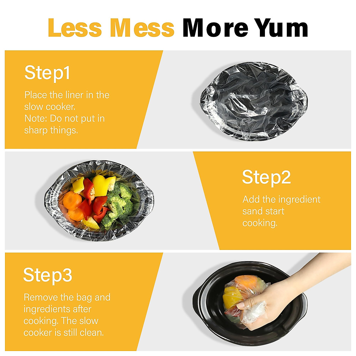 Sunvivi Slow Cooker Liners, Disposable Cooking Bags Large Size Pot Liners Fit 1QT to 4QT,Suitable for Oval & Round Pot 10 Count