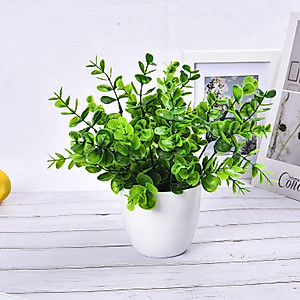 Sunm Boutique Eucalyptus Potted Plant, Mini Artificial Plants with 9 Branches Eucalyptus Leaves in Pots, Green Faux Potted Plants for Office Table Bathroom Greenery Room Home Decor