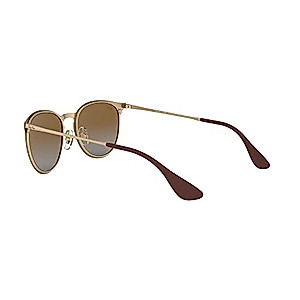 Ray-Ban RB3539 Erika Metal Round Sunglasses, Matte Gold/Polarized Grey Gradient Brown, 54 mm