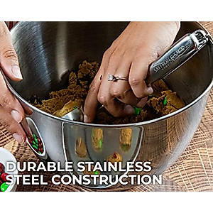 Saffron & Sage Stainless Steel Cookie Scoop - 2 Tbsp Heavy Duty Cookie Dough Scoop, Comfortable Handles with Smooth Spring Action Releases Food Easily, Multipurpose, Rust Resistant and Dishwasher Safe