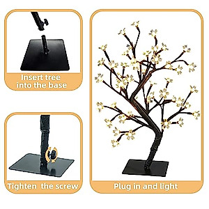 PEIDUO 17.5” Lighted Cherry Blossom Tree 48 Warm White Lights Plug in Adapter Light up Bonsai Tree for Christmas Indoor Home Bedroom Office Living Room Tabletop Tree Night Light Artificial Plants