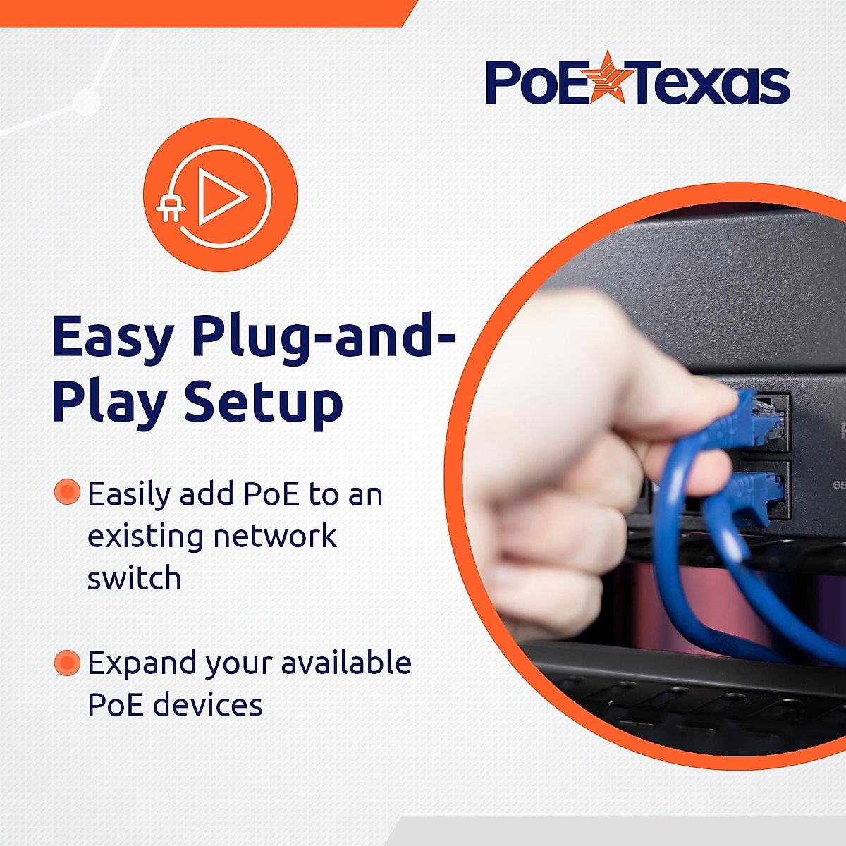 PoE Texas POE-16-48v120w | 16 Port Passive PoE Injector - Power Over Ethernet for 802.3af Cameras, IP Phones, Access Points and More with 10/100 Data