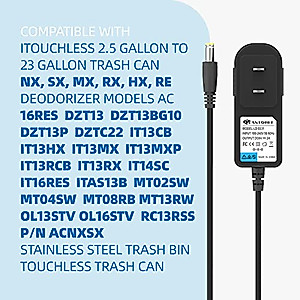 Power Supply for Trash Can 6V AC Power Adapter Compatible with iTouchless 13 Gallon Trash Can, 6.4Ft Long Power Cord Supply