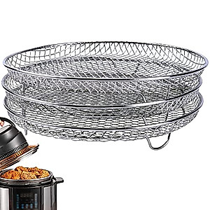 Air Fryer Accessories, Three Stackable Dehydrator Racks for Gowise Phillips USA Cozyna Ninja Airfryer,Stainless Steel Air Fryer Rack Fit all 4.2QT - 5.8QT Air fryer,Oven,Air Flow Racks,Press Cooker