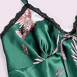 Naughty Lingerie for Women, Sexy Nightgowns Women Red Stockings Lingerie Harness Satin Silk Pajamas Nightdress Lingerie Robes Underwear Sleepwear Lengerie Plus Size Outfits (M, Green)
