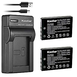 Kastar Battery (X2) & Slim USB Charger for Kodak KLIC-5001 and Easyshare P712 P850 P880 Z730 Z760 Z7590 DX6490 DX7440 DX7590 DX7630 Sanyo DB-L50 DMX-WH1 HD1010 FH11 HD2000 VPC-WH1 HD2000 HD1010 HD1000