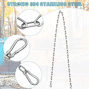 Ripeng Hanging Chair Chain Kit Stainless Steel Hanging Chair Chains with Spring Snap Hooks for Hammock Sandbags Capacity Indoor Outdoor, 220 lb (2 Pieces)