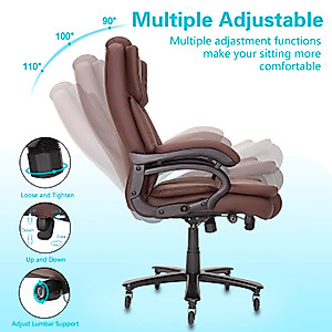 Indulgear Big and Tall Office Chair,500lbs Capacity Heavy Duty Office Chair for Heavy People, Executive Office Chair with Adjustable Lumbar Support, Thick Padded Chair with Quiet Rubber Wheel