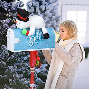 Huwena Christmas Winter Magnetic Mailbox Cover, Mailbox Wraps Post Letter Box Cover Mailbox Covers Outdoor Home Garden Decor Standard Size 22 x 18.5 Inches (Snowman)