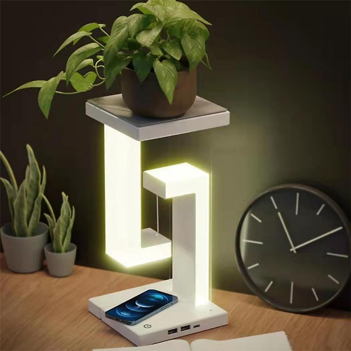 2024 New LED Desk lamp with Wireless Charger, Suspension Style Sensor Cabinet Lamp, Anti-Gravity Small Night Lamp, Wireless USB Charging Bedroom Sleep Light Reading Light Table Lamp1