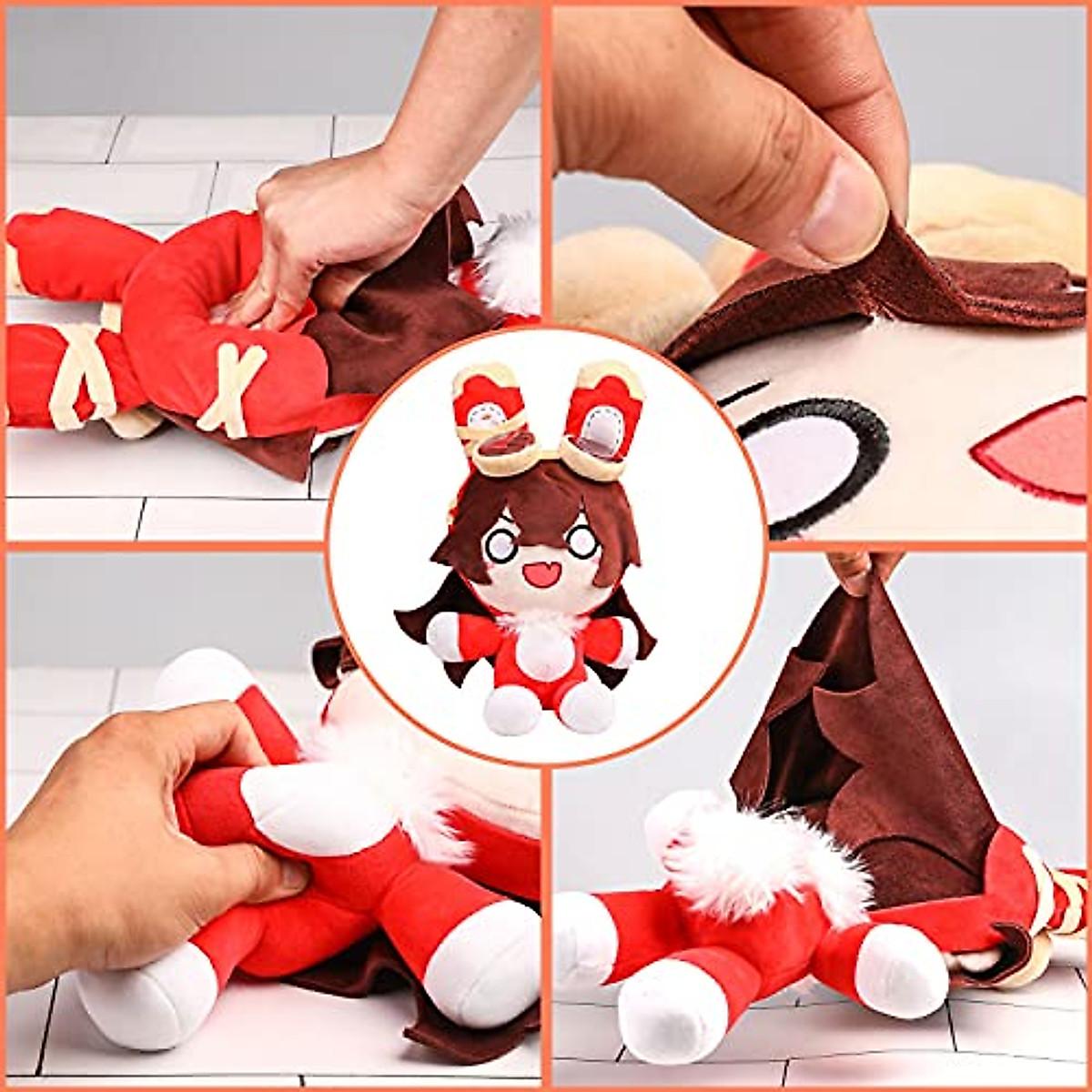 UTIEHD Genshin Impact Plush Baron Bunny 16IN, Plushie Stuffed Toy Doll, Rabbit Amber Cosplay Costume Plushy Props for Fans (Red)