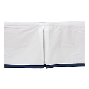 Bacati - Mix N Match White with Band at Bottom Crib Skirt (Navy)