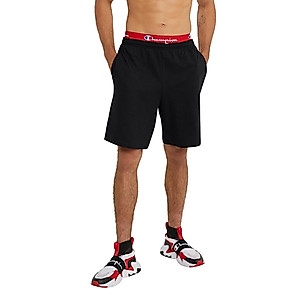 Champion Mens Shorts, Everyday Cotton, Lightweight Lounge, Jersey (Reg. Big & Tall) Athletic-shorts, Black C Patch Logo, X-Large US