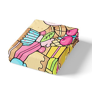 Feelyou Cartoon Ice Cream Duvet Cover Donut Cupcake Bedding Set for Kids Boys Girls Delicious Desert Comforter Cover Girls Sweets Bed Set 1 Duvet Cover with 1 Pillowcase Twin Size (No Comforter)