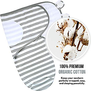 Mama Cheetah Baby Swaddle Blanket, Easy Swaddle Sleep Sack, Adjustable Swaddle Wrap, Infant and Newborn Swaddles, Babies Boy Girl (0-3 Month), 3 Pack Organic Cotton, Grey