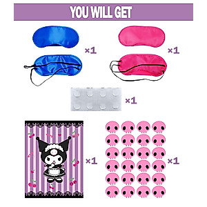 Kuromi Birthday Party Supplies, Kuromi Party Games for Boys Girls, Large Poster 24PCS Stickers for Kuromi Birthday Favors Decorations