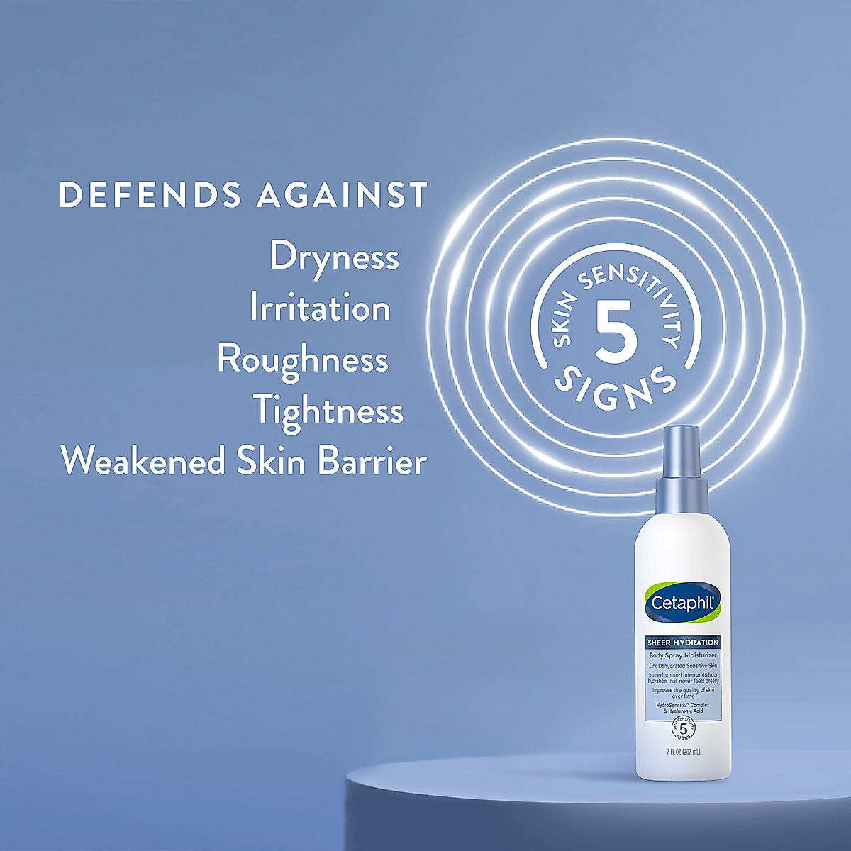 Cetaphil Sheer Hydration Fragrance Free Body Moisturizer Spray, 7 Fl oz, 48Hr Sensitive Skin Spray Body Lotion for Dry Skin, With Hyaluronic Acid, Vitamin E & Vitamin B5