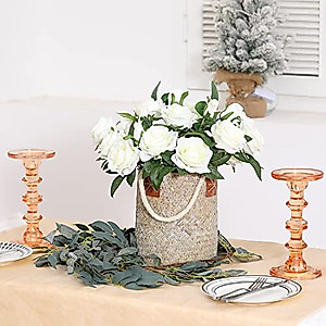 JAKY-Global Artificial Silk Fake Roses Flowers 21pcs Flower Head Buds DIY Wedding Bridal Bouquets Combo Centerpieces Decorations for Bridal Shower Cake Baby Shower(White)