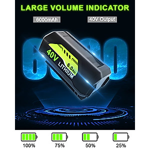 OP4026 6000mAh Replacement Battery Compatible with Ryobi 40V Lithium Battery OP4050A OP40601 OP4026A OP4040 OP4030 OP4050 OP4015 OP40261 OP40201 OP40301 OP40401 Cordless Power Tools(Green-2Pack)