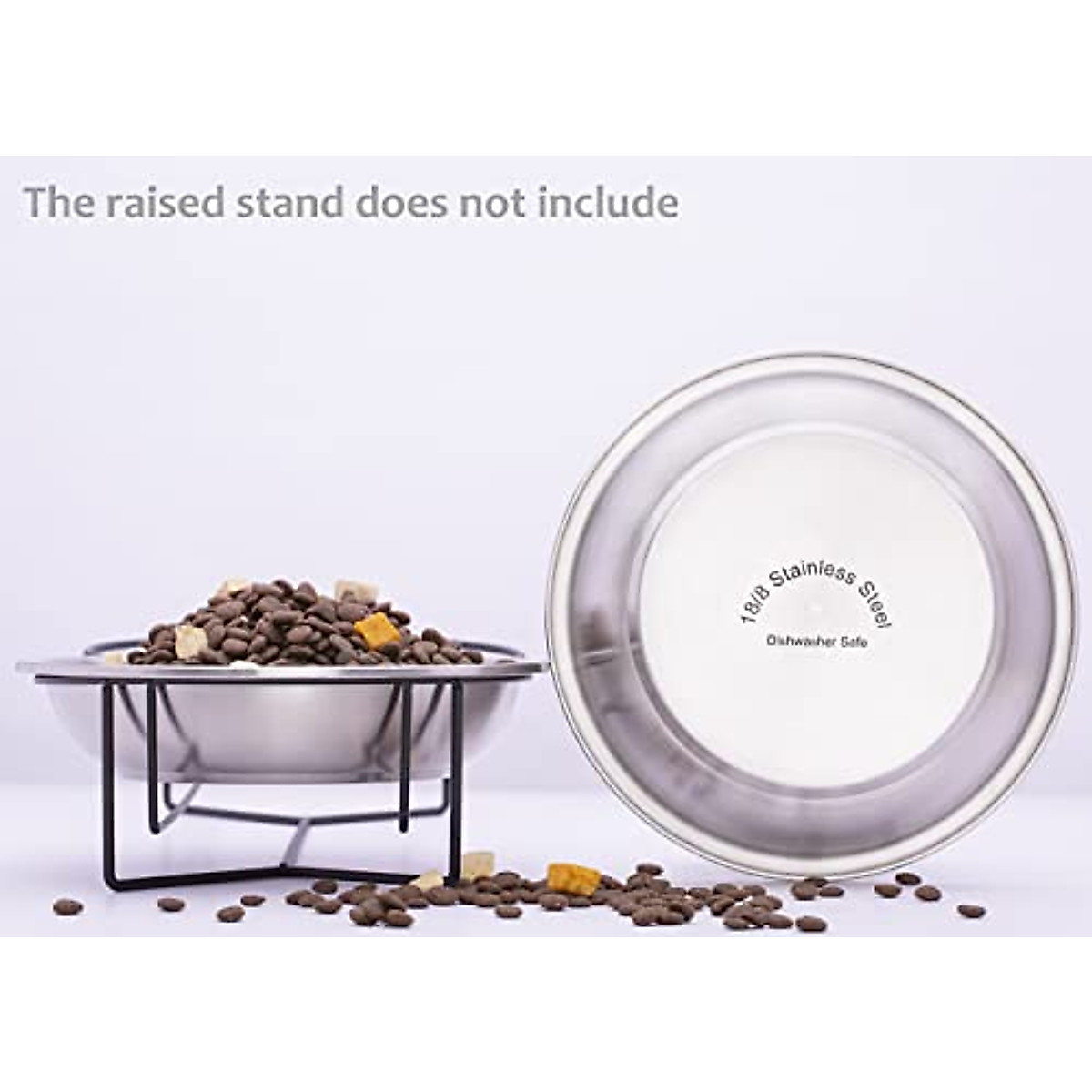 BiteKing Stainless Steel Cat Bowls, Whisker Fatigue Relief Cat Food Dish, Metal Shallow Wide Large Replacement Plate for Dog and Pet, Ideal for Raised Elevated Pet Feeding Station Stand