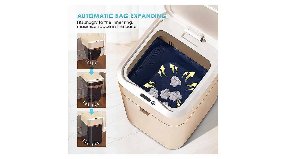 SMALLSHS Touchless 5-Gallon Auto Trash Can - Self-Sealing