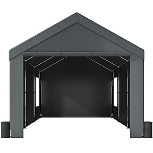 VEVOR Carport 10'x20' Heavy Duty Steel Car Canopy, Portable Garage with 4 Sand Bags, Roll-up Ventilated Windows & Removable Sidewall, All-Season Tarp for Truck SUV Boat Car, Party, Equipment Placement
