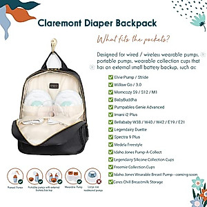 IDAHO JONES Small Diaper Bag, Mini Diaper Backpack - Spacious and Sleek - Stroller Straps and Changing Mat Included - Claremont