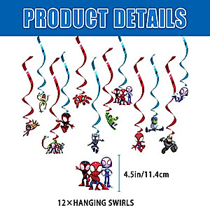 24Pcs Spidey Amazing Friends Birthday Decorations, Spidey Hanging Swirls for Spider Party Supplies